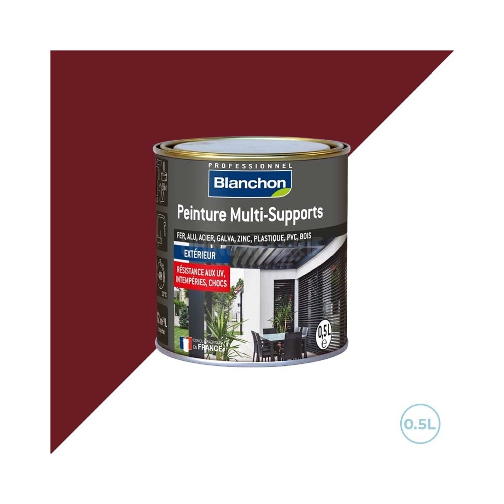🥇 Blanchon peinture extérieure multi-surfaces 0,5L - Rouge basque satiné