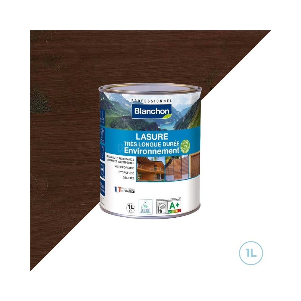 🥇 Lasure pour bois intérieur et extérieur Blanchon - Chêne foncé 1L environnement bio