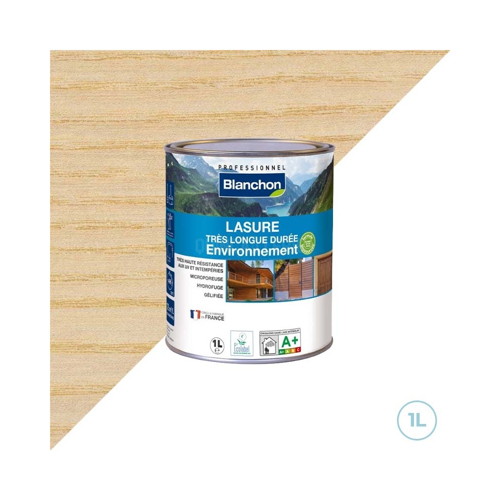 🌞 Lasure très longue durée environnement biosourcée Blanchon 1L incolore - Protection bois