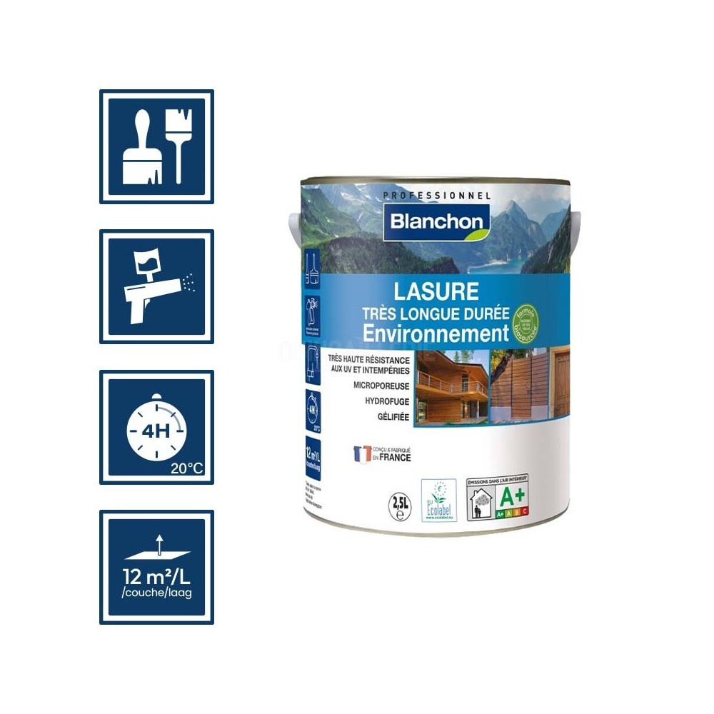 🥇 Blanchon lasure biosourcée très longue durée - Chêne clair 2,5L