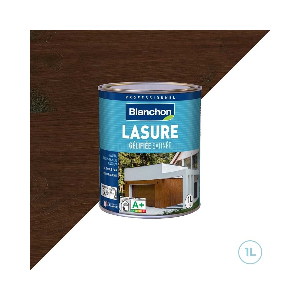 Lasure gélifiée bois verticaux extérieur et intérieur - 1L Blanchon chêne foncé - protection et ...