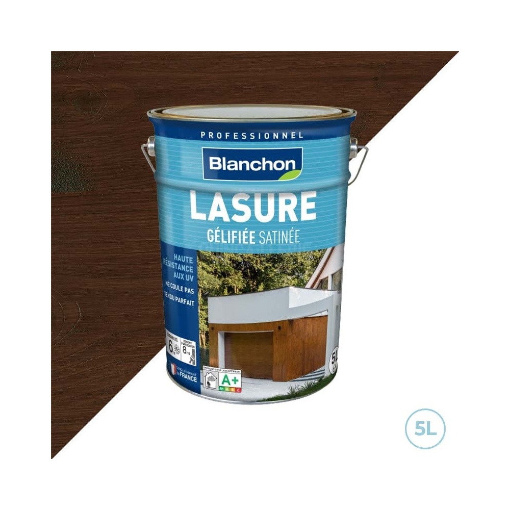 🥇 Blanchon lasure gélifiée pour portails, volets et abris de jardin - Chêne foncé 5L