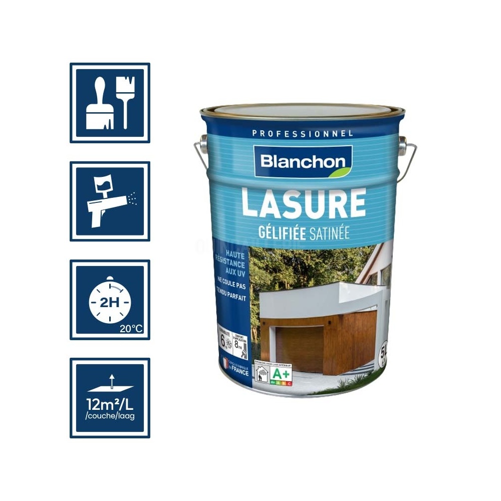 🥇 Blanchon lasure gélifiée pour portails, volets et abris de jardin - Chêne foncé 5L